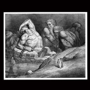 Giant Ephialtes in Manacles Inferno Canto 31 Engraving Gustave Dore ...