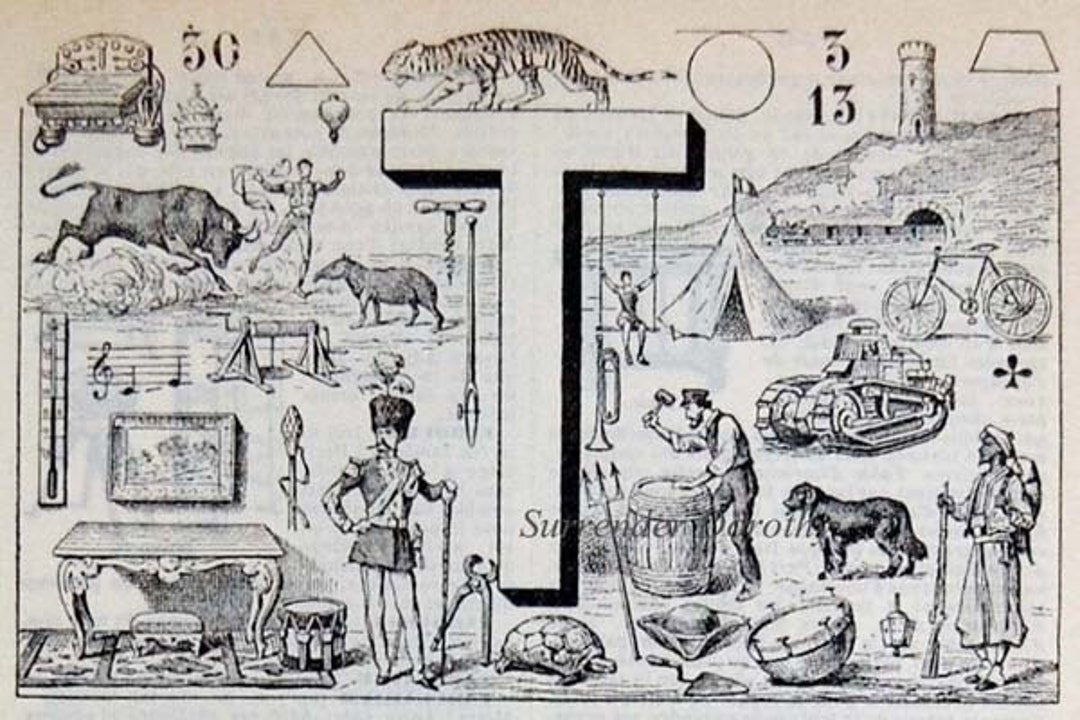 Letter T French Dictionary Alphabet Chart Monogram Paris France to ...