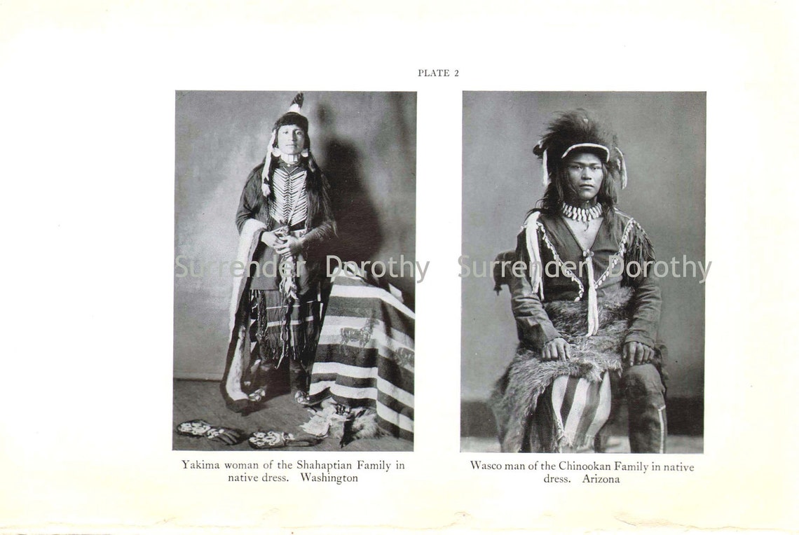 Flathead Kinugumiut Yakima, Wasco Native American First People Vintage ...