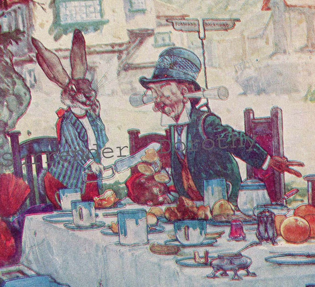 Alice in Wonderland Mad Hatter March Hare Teaparty Vintage Original ...