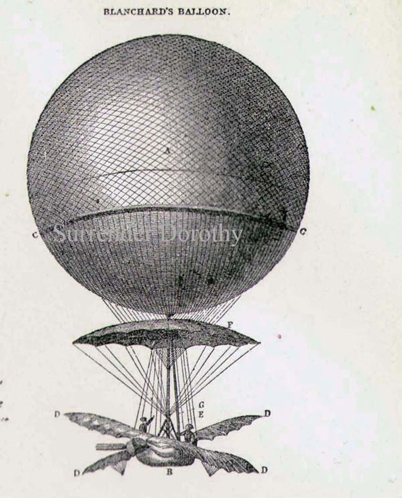 Montgolfier's Balloon & Flying Machines 1892 Vintage Victorian Aviation ...