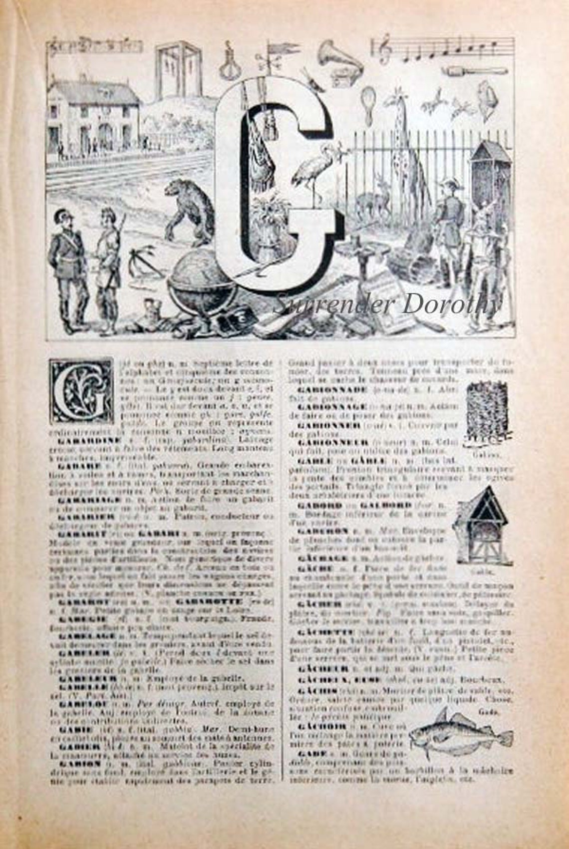 Letter G French Dictionary Alphabet Chart Paris France to | Etsy