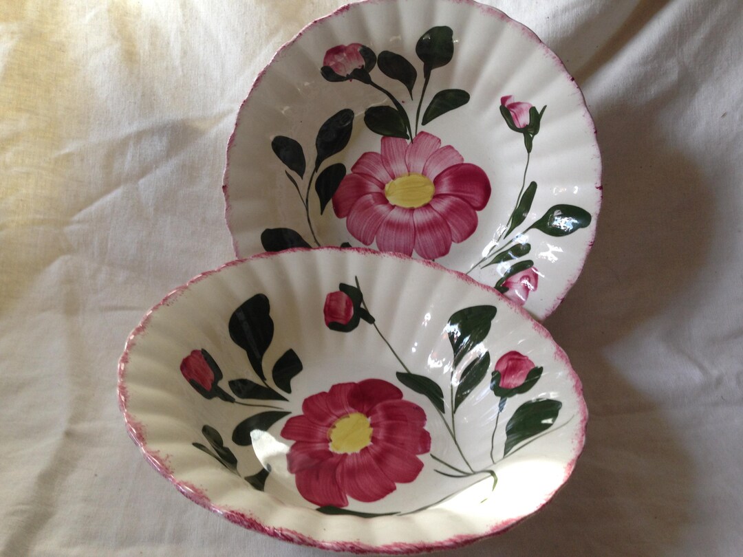 2 Blue Ridge Pottery Nocturne Vegetable Bowls 9" Vintage Fancy China ...