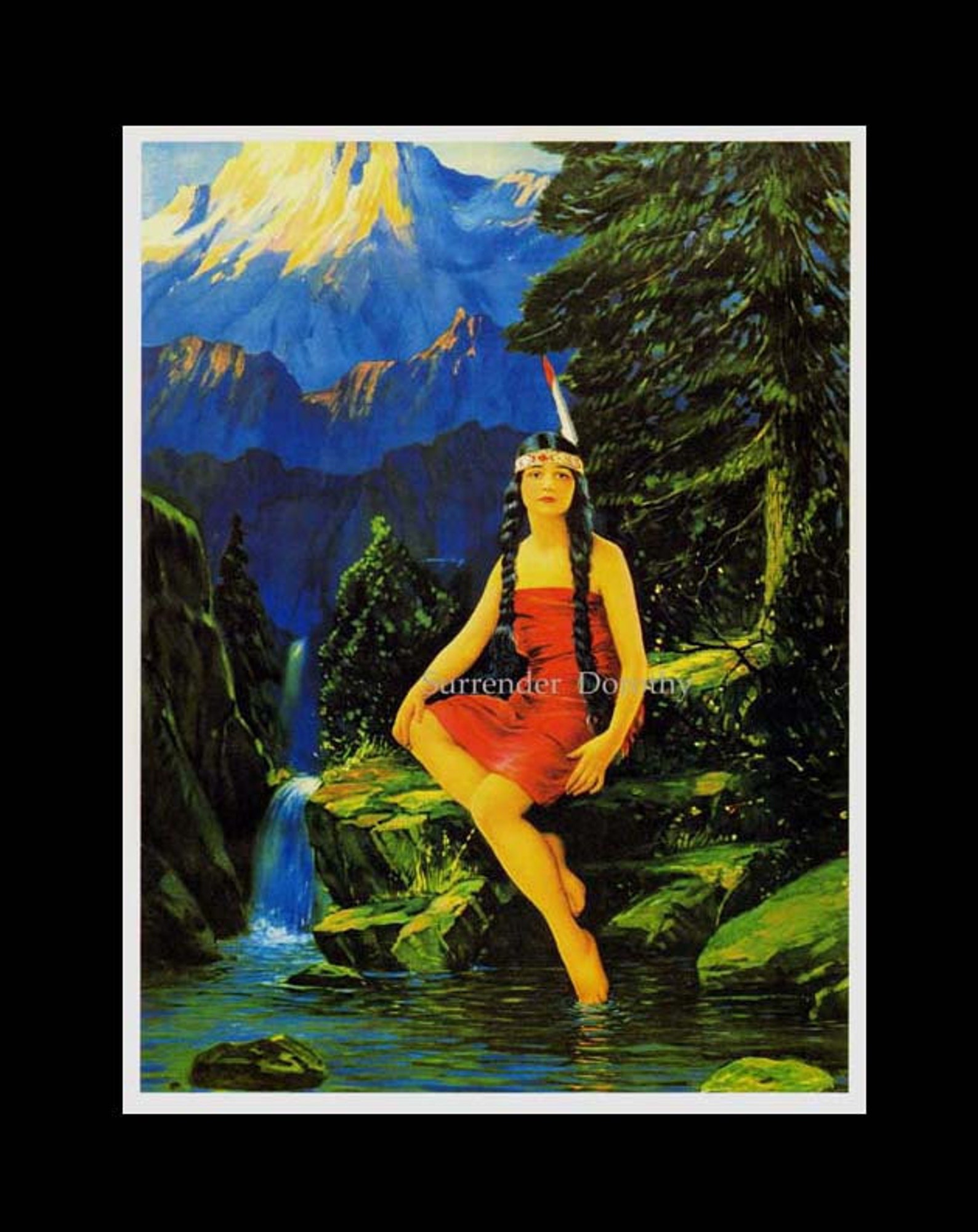 Indian Maiden Yellow Bird Waterfall by Ingerle 1920s Roaring Twenties ...