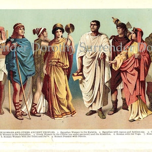 Roman Greek and Egyptian Costumes Fashions Antique Lithograph - Etsy