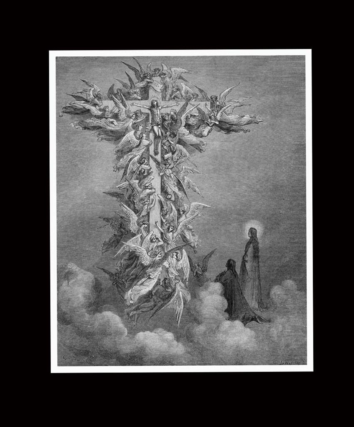 Dante and Beatrice See Angels Christ on the Cross Gustave Dore Dante ...