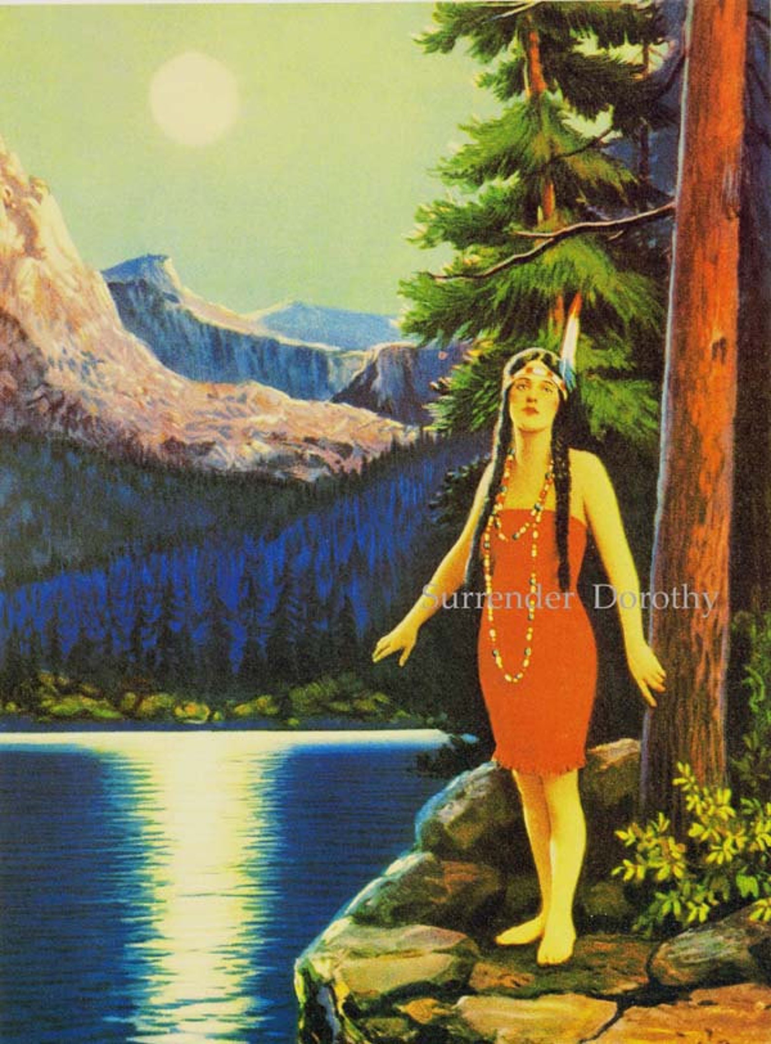 Indian Love Call Native American Maiden Pinup Girl Poster Lithograph ...