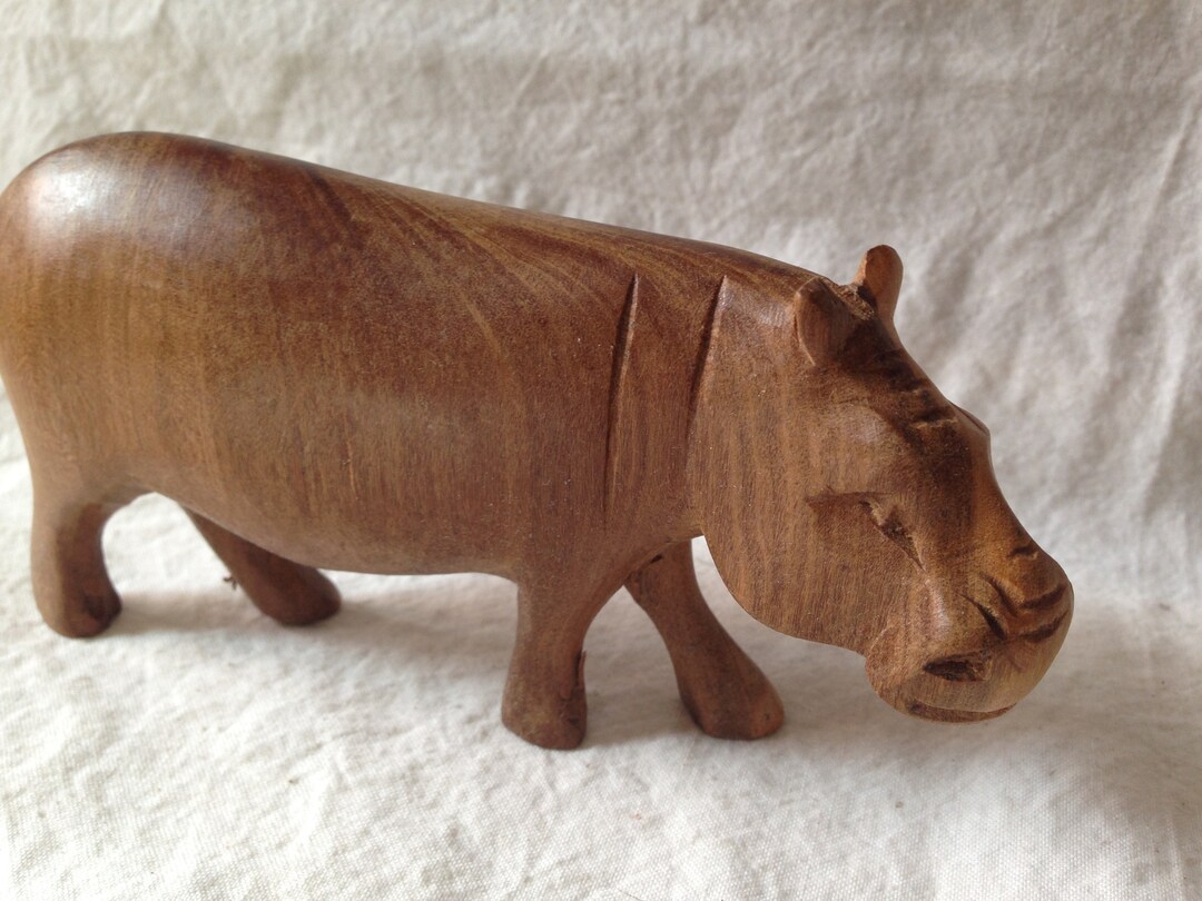 Hippopotamus Hippo Hand Carved Wood Animal Primitive Carving Kenya ...