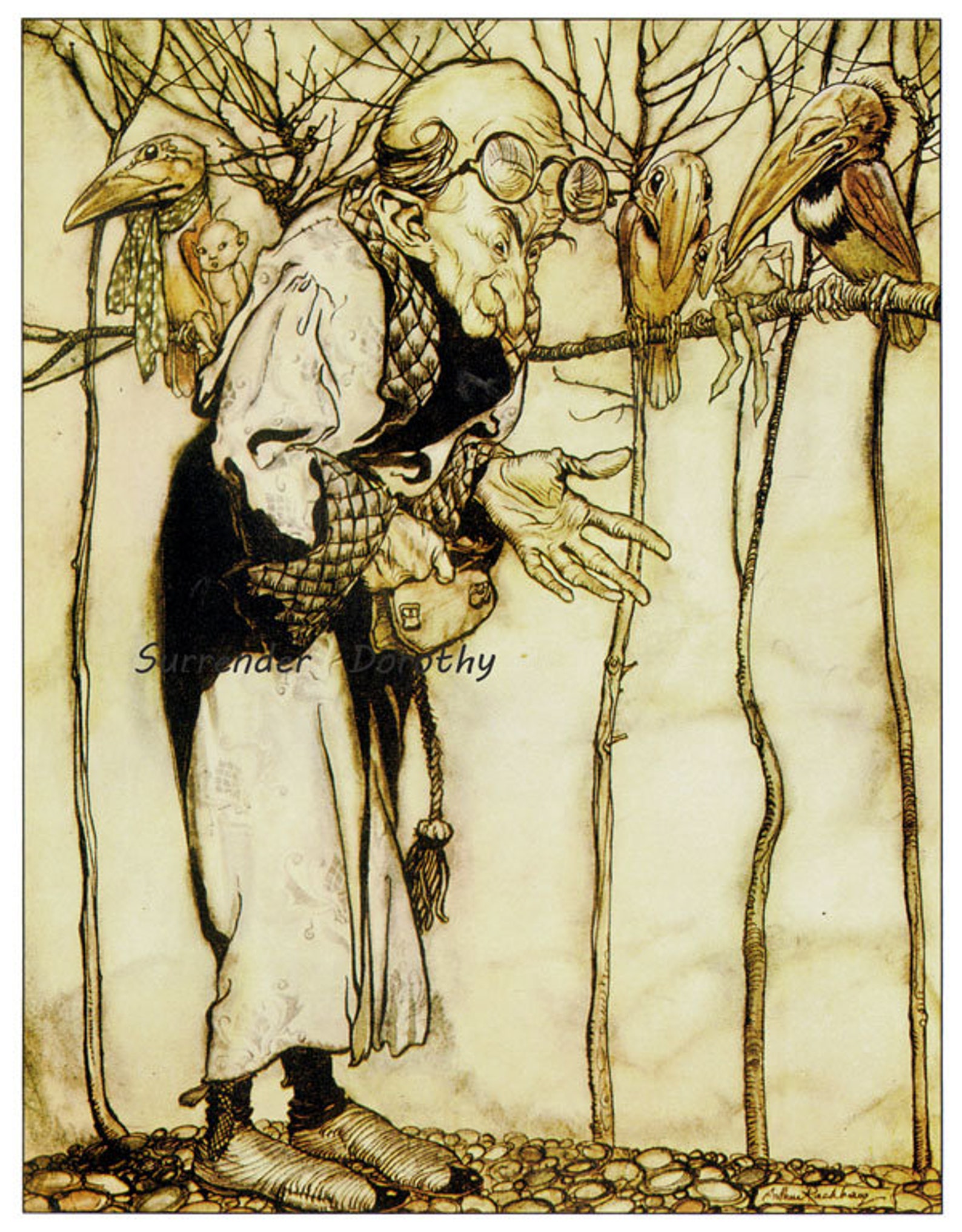 The Wizard Arthur Rackham Vintage Children's Nursery Lithograph Art ...