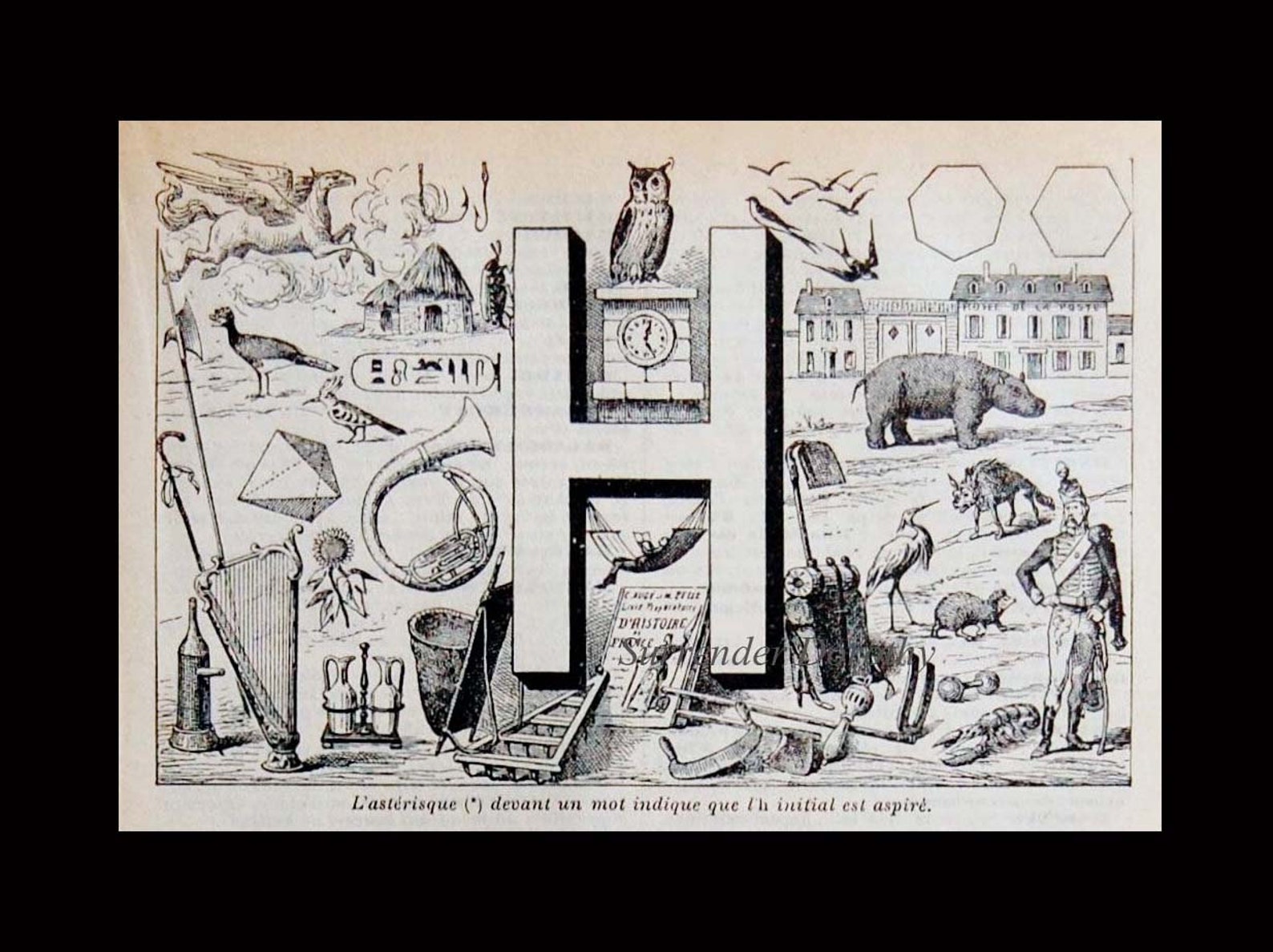 Letter H French Dictionary Alphabet Chart Paris France to | Etsy