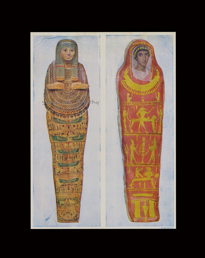 Egyptian Greek Mummy Sarcophagus Lithograph Ancient Natural | Etsy