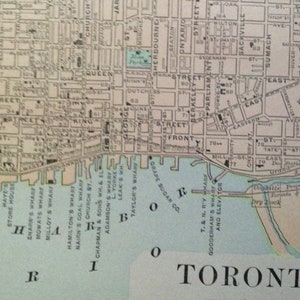 Toronto Canada Map 1890 Vintage Victorian Antique Copper Engraving USA ...