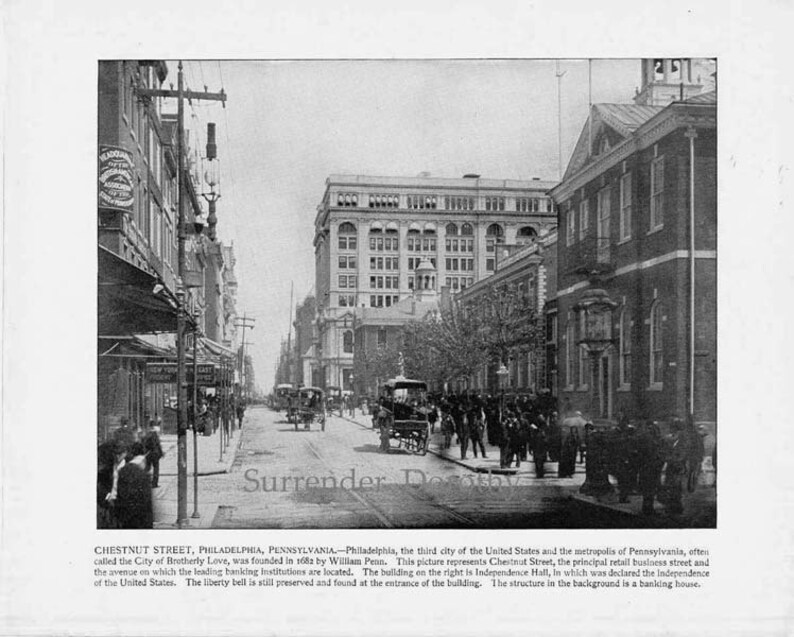 Philadelphia Pennsylvania Chestnut Street USA 1890 Vintage | Etsy