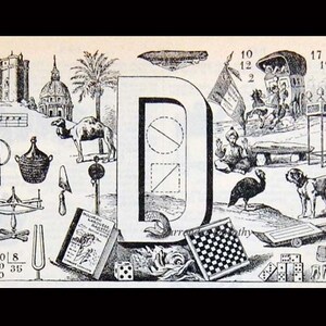 Letter D French Dictionary Alphabet Chart Paris France to Frame Black ...