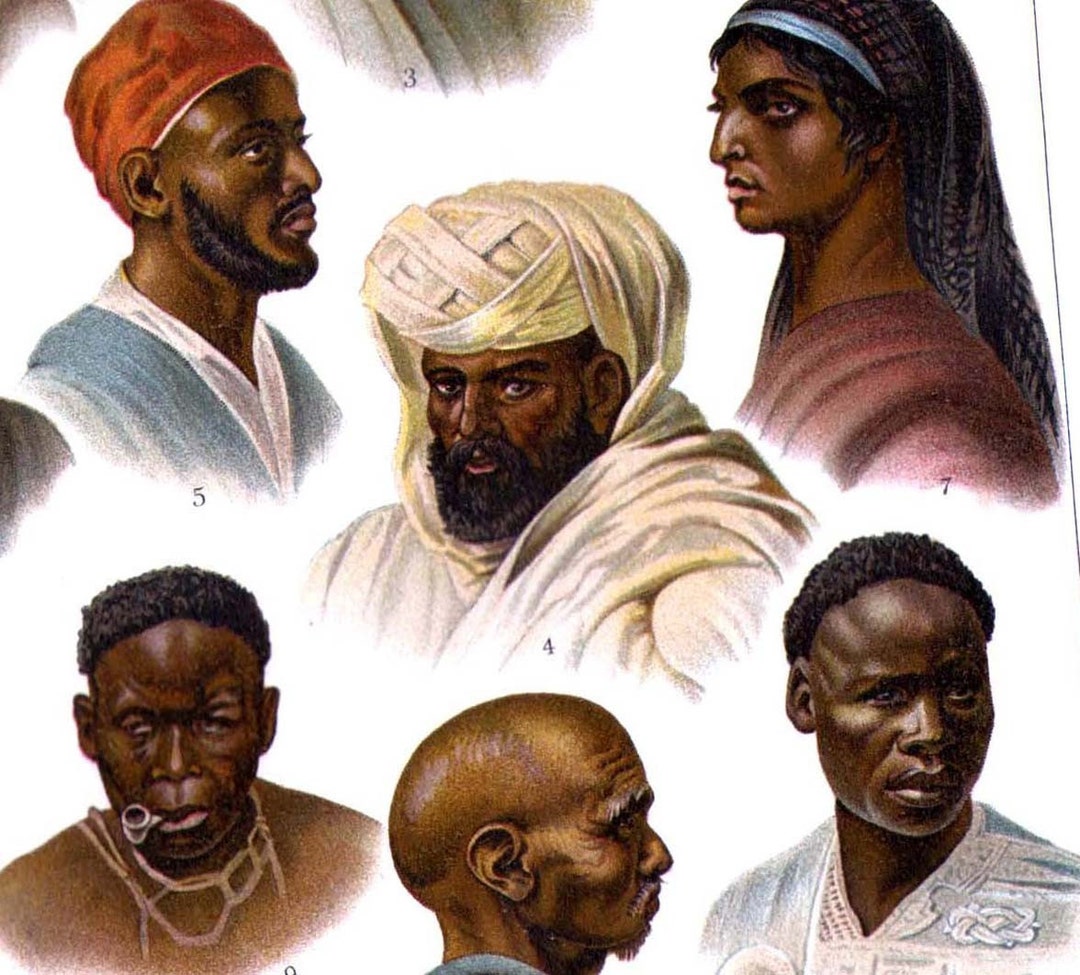 Faces of Africa 1 Cultural Anthropology Chromolithograph Print 1903 ...