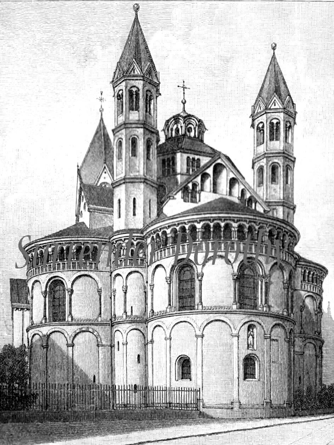 Romanesque Architecture Greece Italy Edwardian Era 1906 Steel Engraving ...