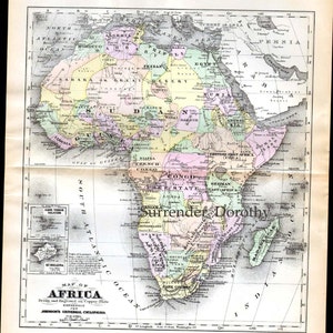 Map Africa 1896 Antique Copper Engraved Map to Frame 13.5 X 10.5 Inches ...