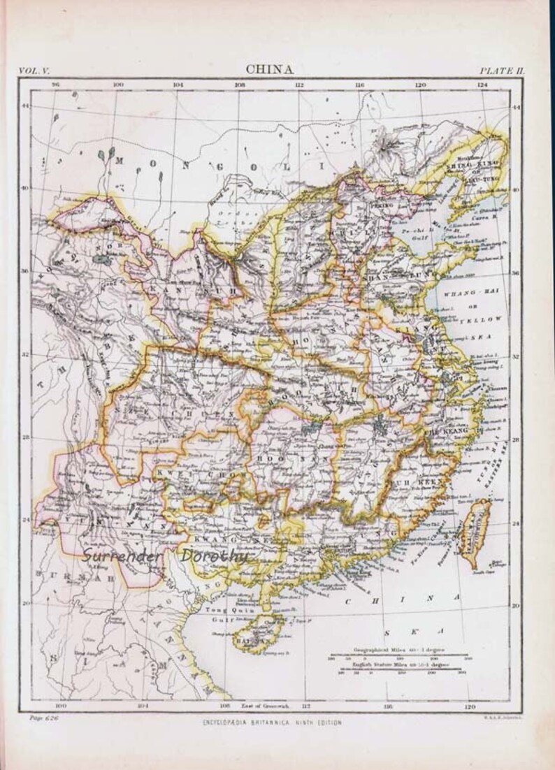Map China 1892 Victorian Antique Copper Engraving Vintage Asia | Etsy
