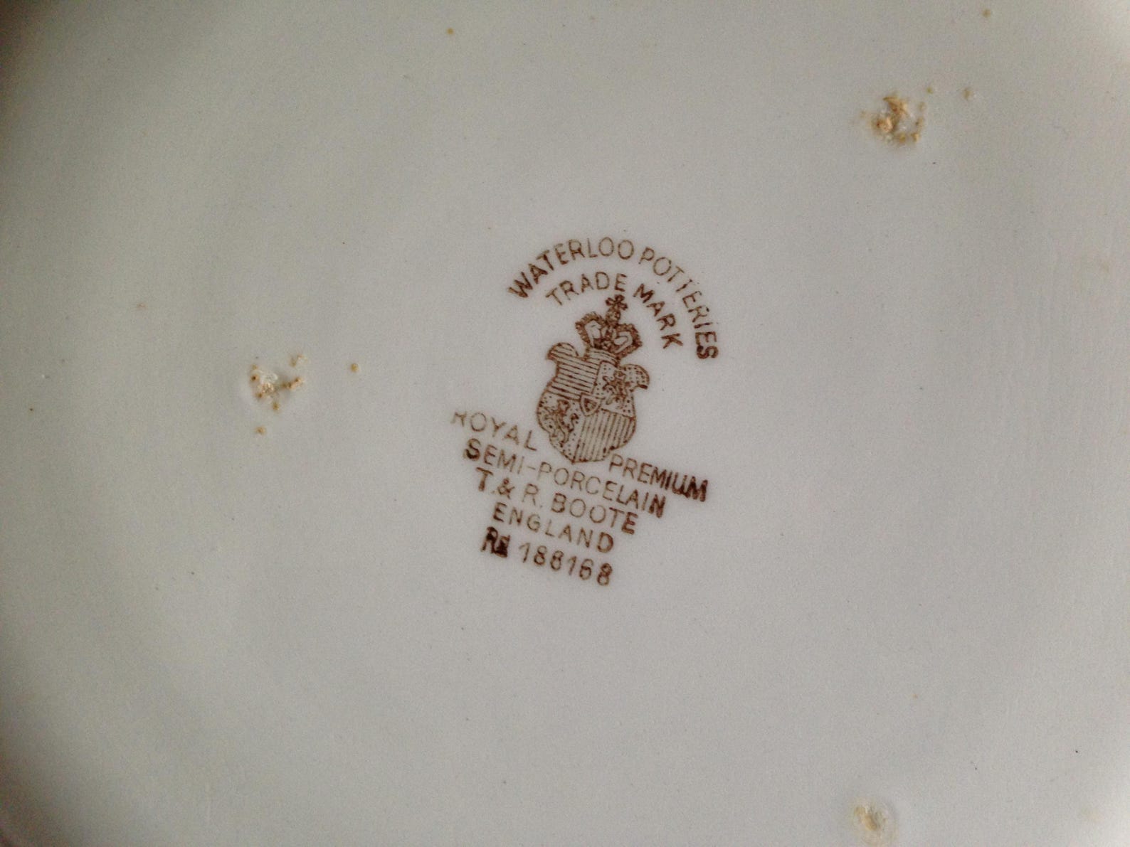 Covered Soup Tureen Waterloo Potteries Aqua Flowers Transfer Ware Gold ...