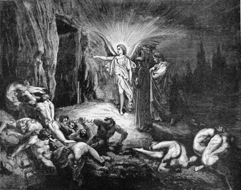 Angel Opens Hell's Gate Dante Inferno Canto 9 Vintage | Etsy