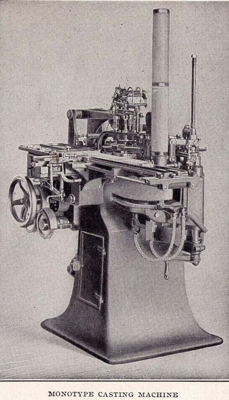 Type Setting Printing Machines 1912 Linotype Monotype Printers - Etsy