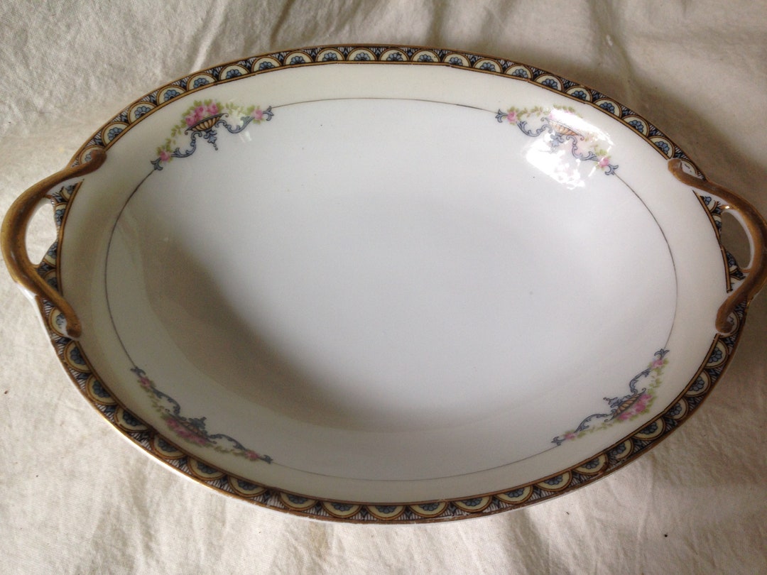 Noritake Minerva Oval Vegetable Bowl Handles 1920s Japan Gold Trim ...