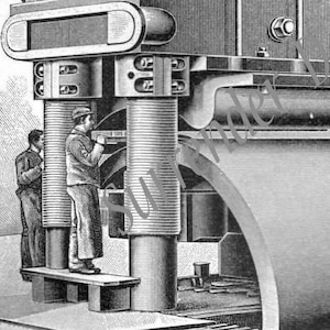 Hydraulic Lift Metal Shaper Presses Industrial Machine 1887 Vintage ...