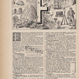 Letter F French Dictionary Alphabet Chart Paris France to Frame - Etsy