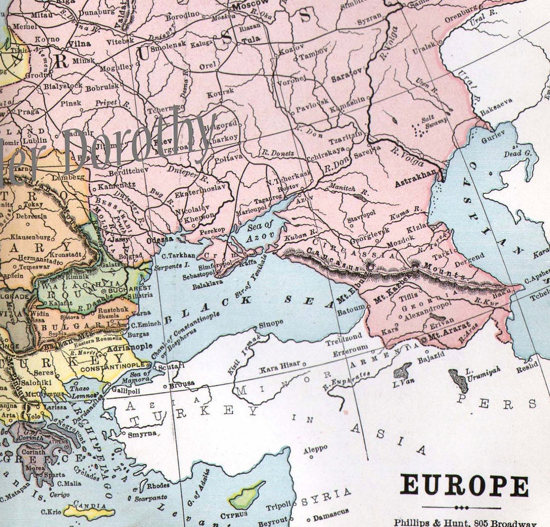 Europe Map 1888 Victorian Antique Steel Engraving Vintage Cartography ...