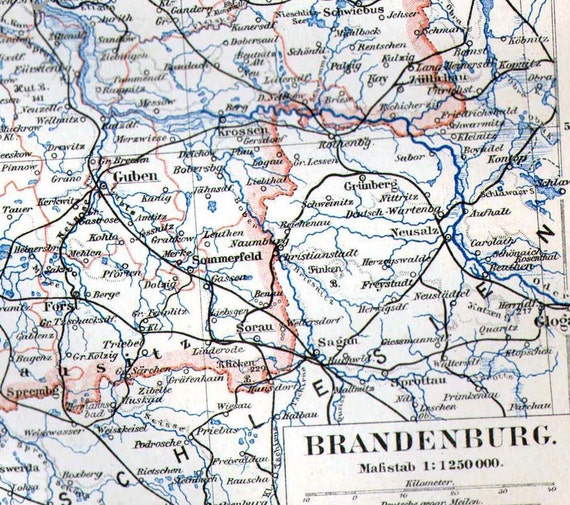 Brandenberg Germany Map 1903 Vintage Edwardian Steel Engraving - Etsy