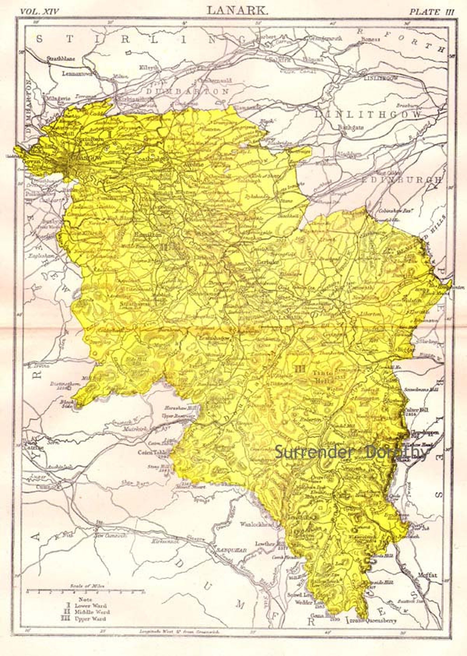 Lanark County England Map Antique Copper Engraving European - Etsy