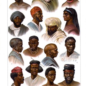 Faces of Africa 1 Cultural Anthropology Chromolithograph Print 1903 ...