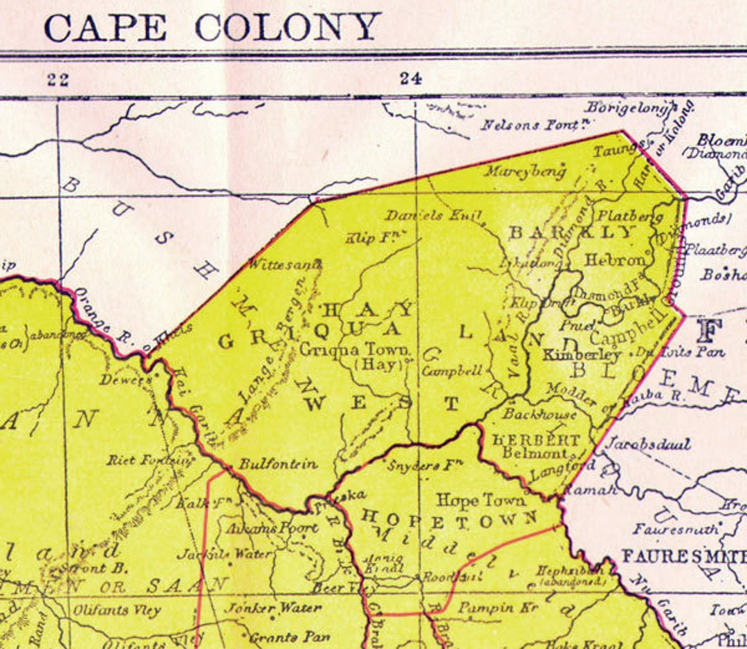 Cape Colony Africa Map Antique Copper Engraving Vintage Cartography ...