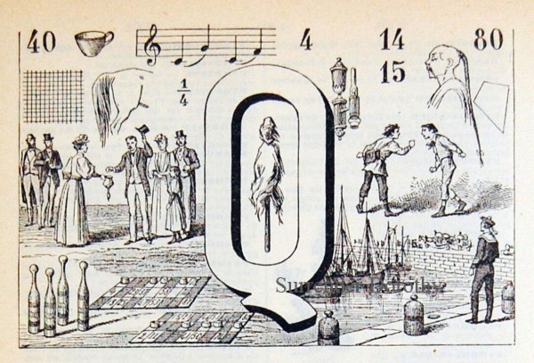 Letter Q French Dictionary Alphabet Chart Monogram Paris France to ...