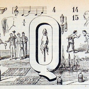 Letter Q French Dictionary Alphabet Chart Monogram Paris France to ...