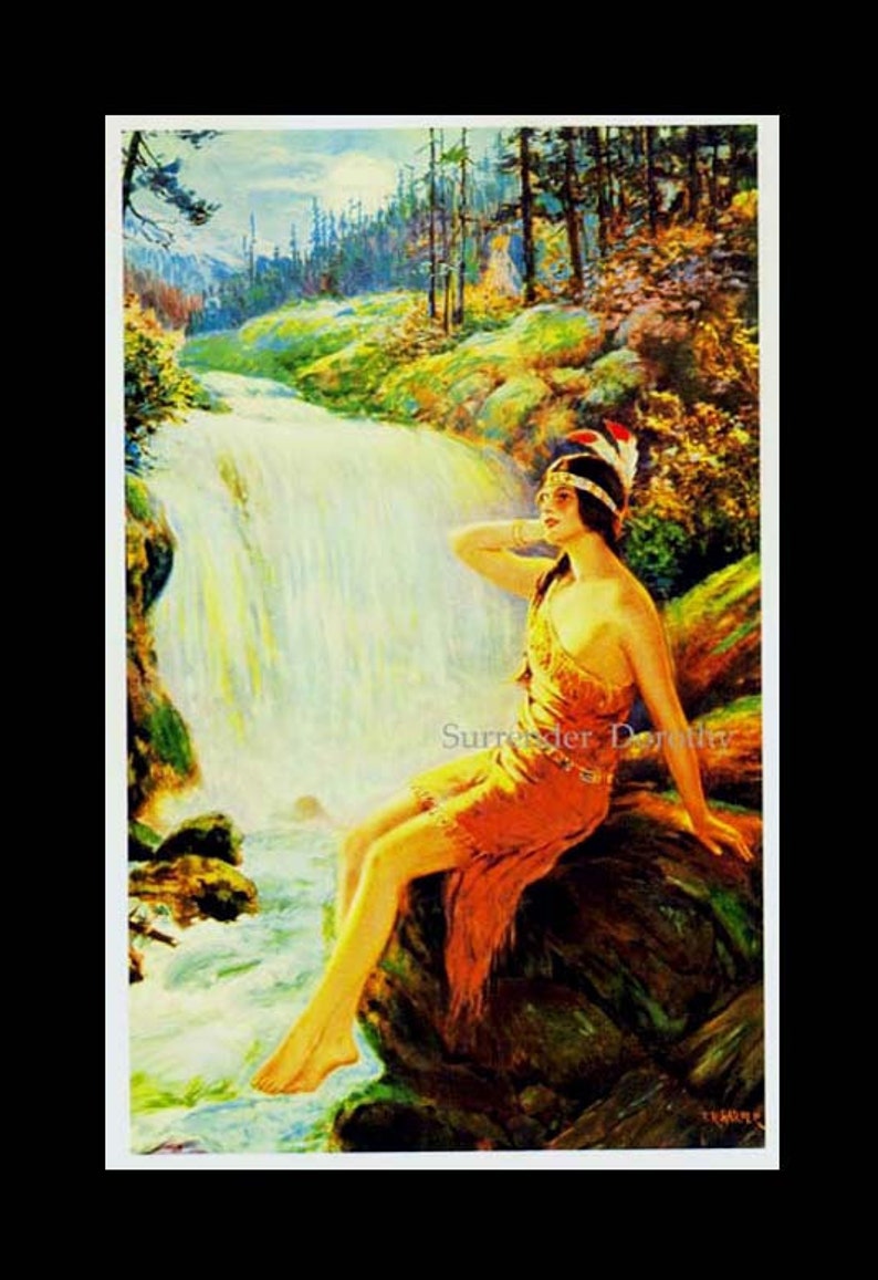 Waterfall Maiden F P Harper 1930s Native American Pinup Girl Vintage ...