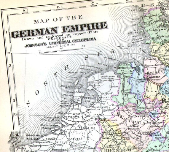 Germany Map of the German Empire 1896 Antique Engraved Map to | Etsy