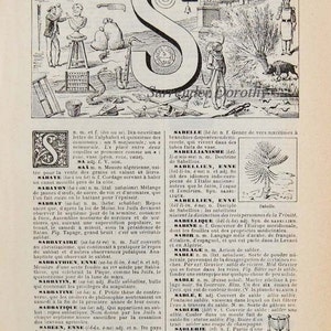 Letter S French Dictionary Alphabet Chart Paris France to Frame Black ...