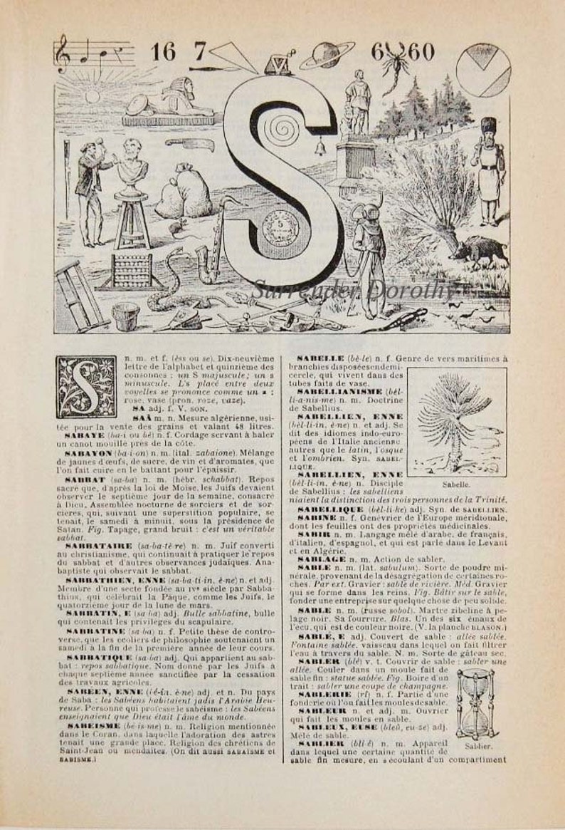 Letter S French Dictionary Alphabet Chart Paris France to | Etsy