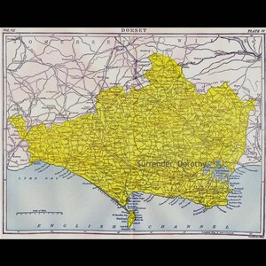 Dorset County England Map Antique Copper Engraving European Cartography ...