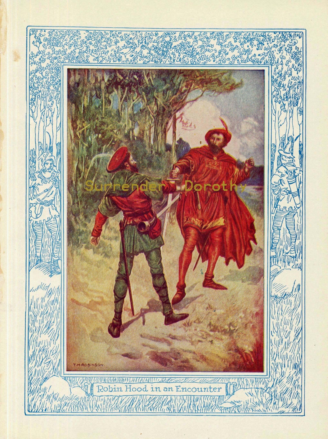 Sir Robin Hood Vintage Children's Print Lithograph Heroes - Etsy