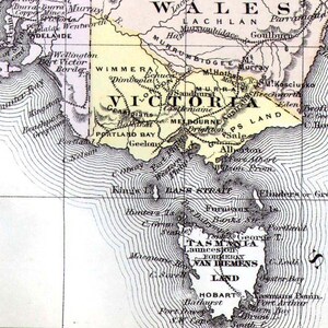 Australia Map 1896 Vintage Victorian Original Antique Copper Engraving ...