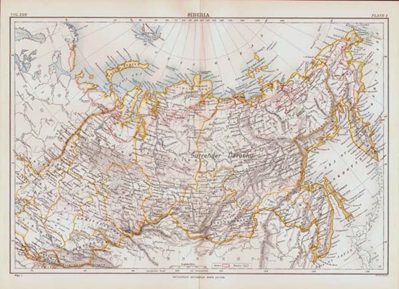 Siberia Map Antique Aquatint Copper Engraving Vintage European - Etsy