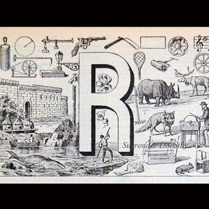 Letter R French Dictionary Alphabet Chart Paris France to Frame Black ...