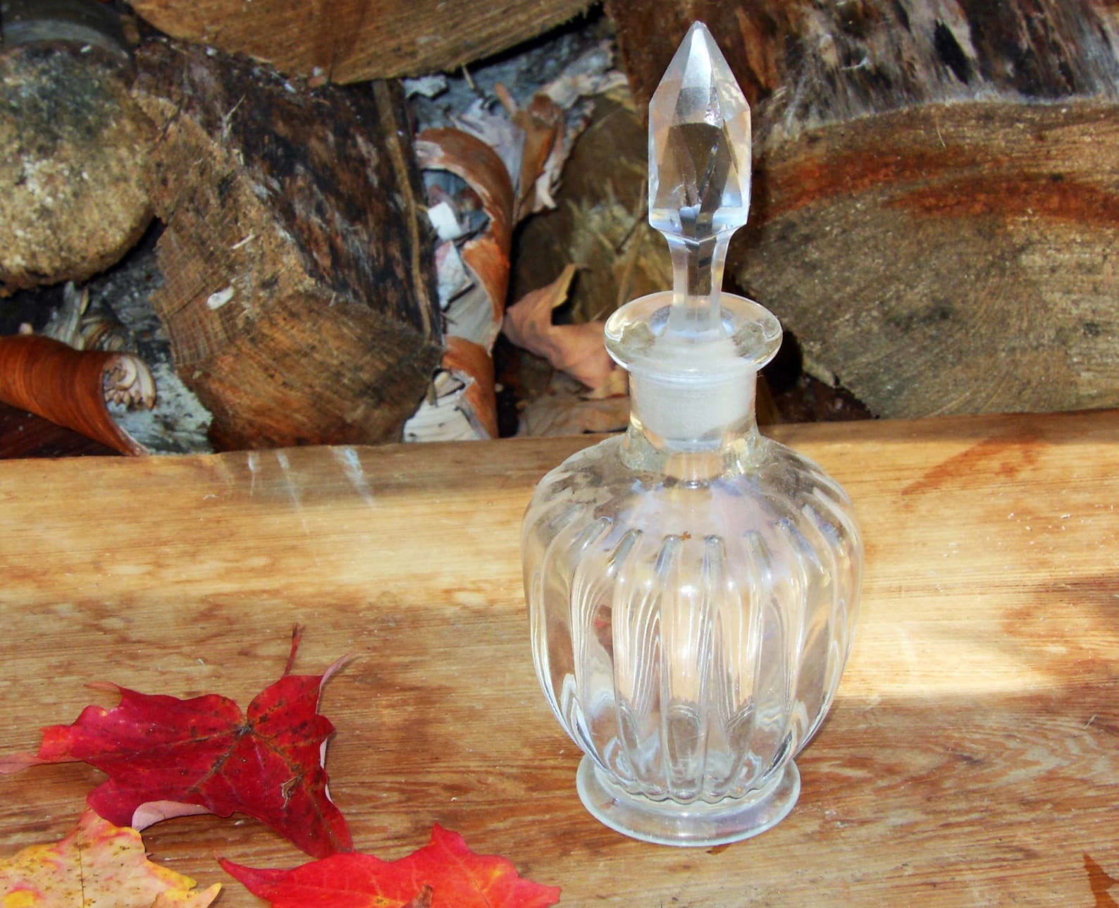Perfume Bottle Vinegar Cruet Clear Blown Glass Prism Stopper - Etsy