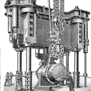 Hydraulic Lift Metal Shaper Presses Industrial Machine 1887 Vintage ...