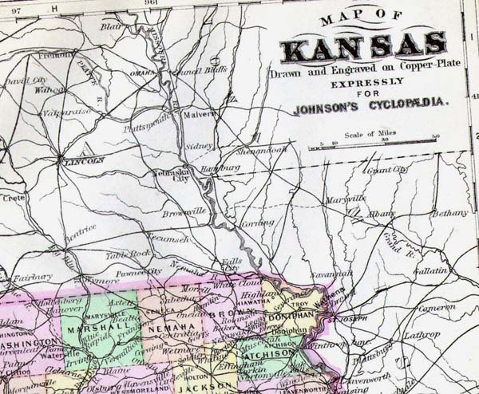 Kansas Map United States USA 1896 Vintage Victorian Antique | Etsy