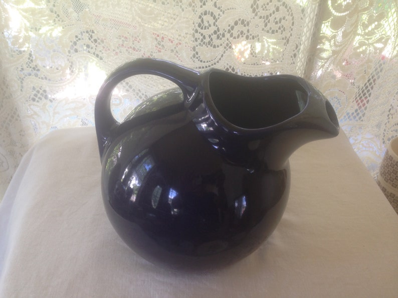 Ball Pitcher Hall's Superior China Navy Blue Vintage Kitchenware ...