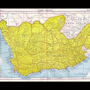 Cape Colony Africa Map Antique Copper Engraving Vintage Cartography ...