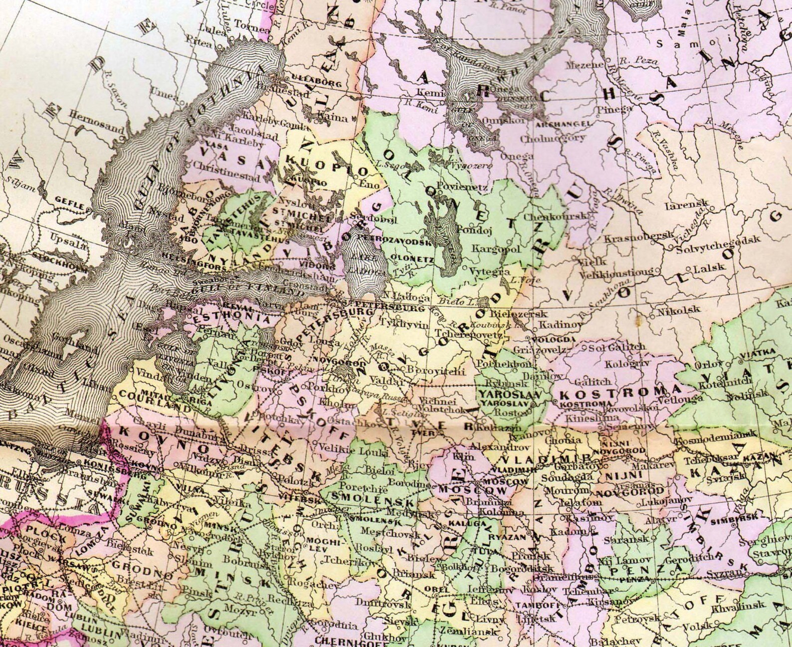 Russia Map Antique Victorian Vintage 1896 Copper Engraving Cartography ...